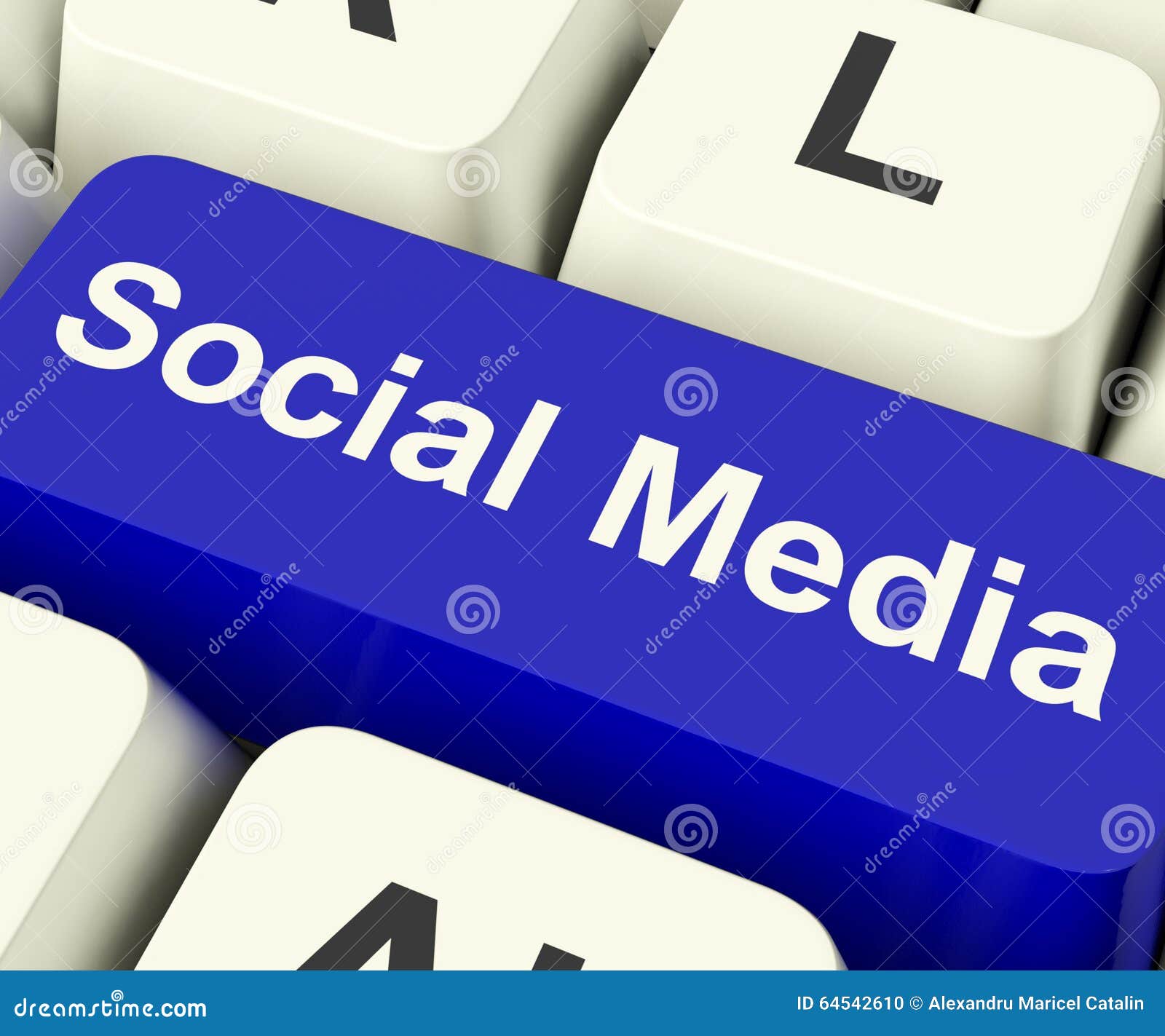 Social Media Computer Key Showing Online Community Stock Photo - Image ...