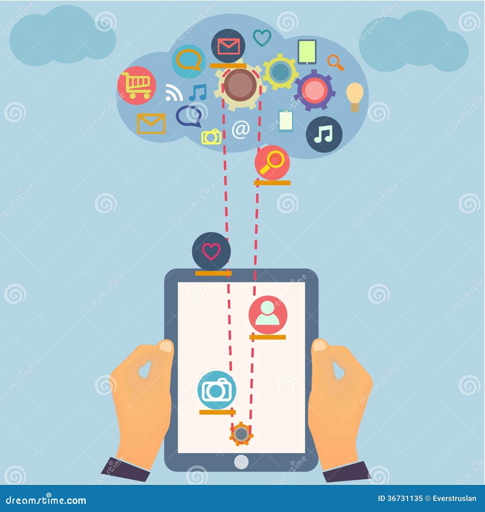 Social Media Computer Technology Design with Multi Stock Vector ...