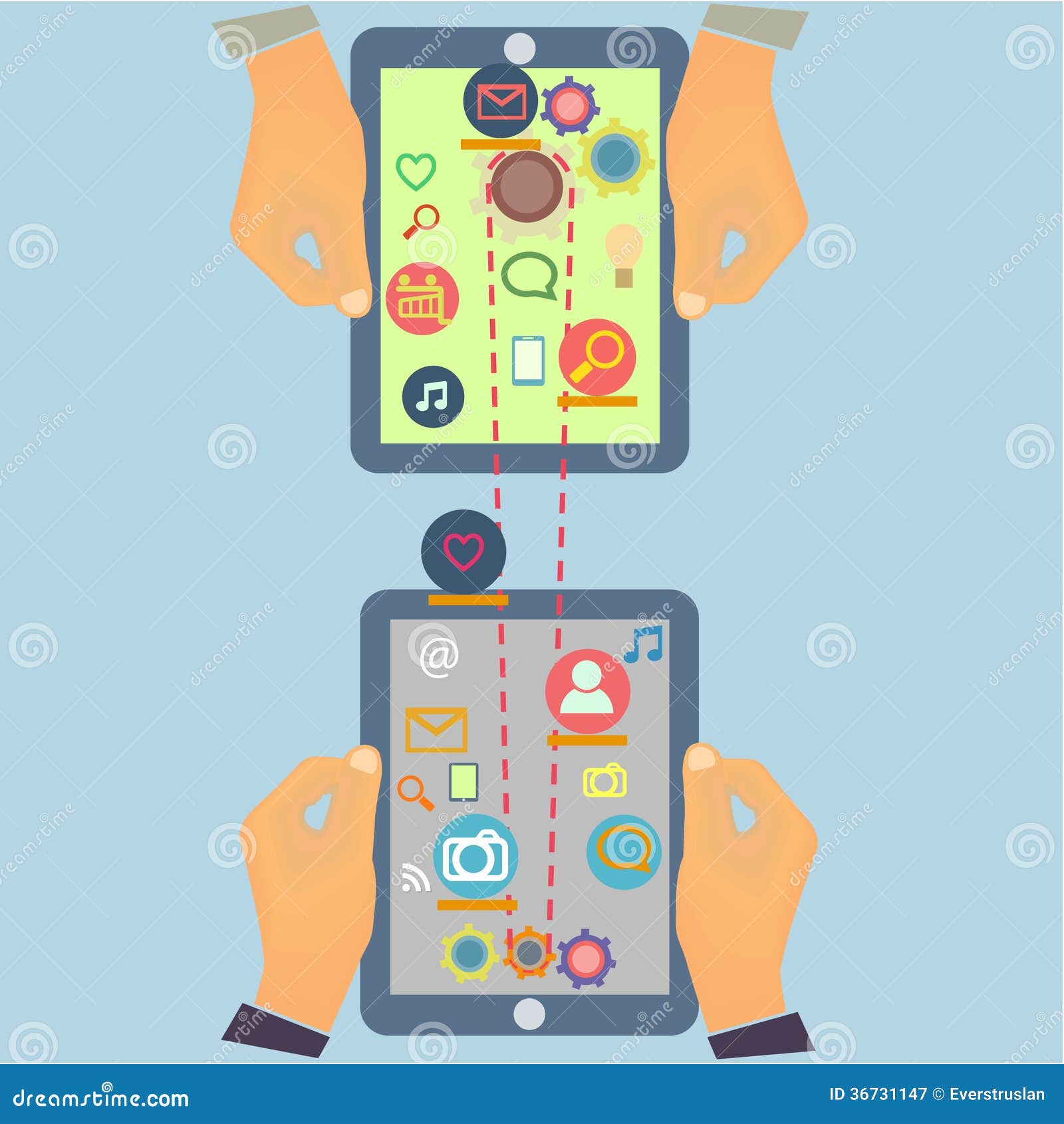 Social Media Computer Technology Design with Multi Stock Vector ...