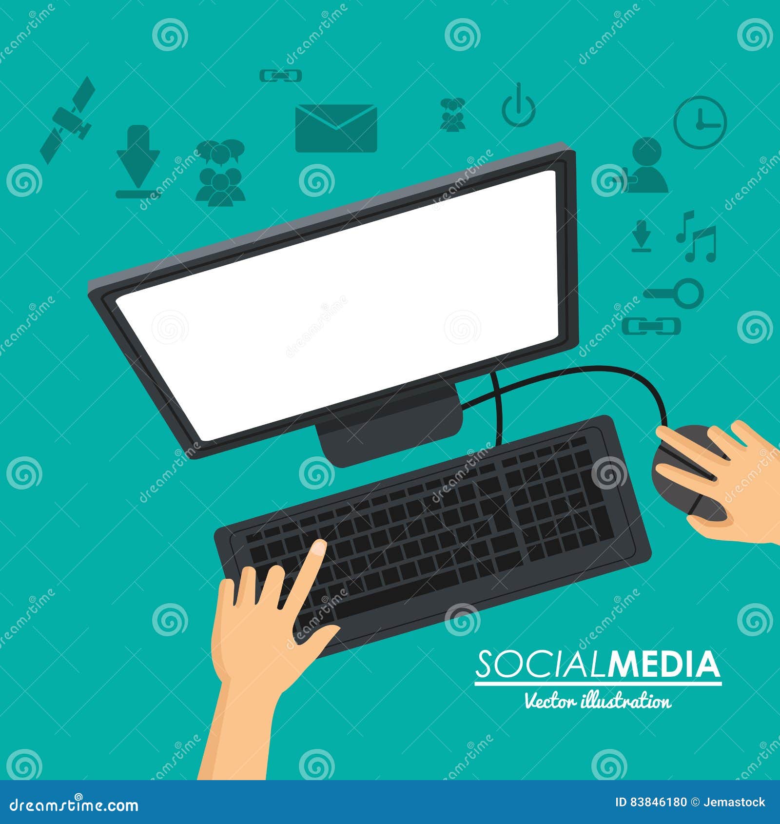 Social Media Computer Working Stock Vector - Illustration of person ...