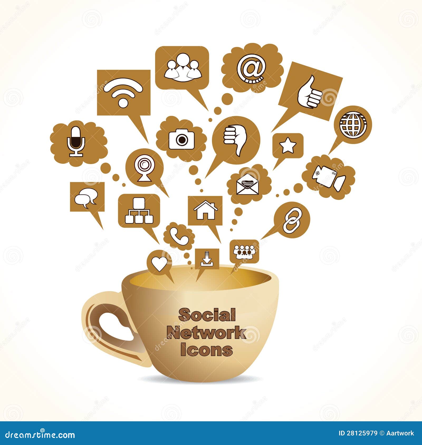 Social Media Concept with Coffee Mug Stock Stock Vector - Illustration ...