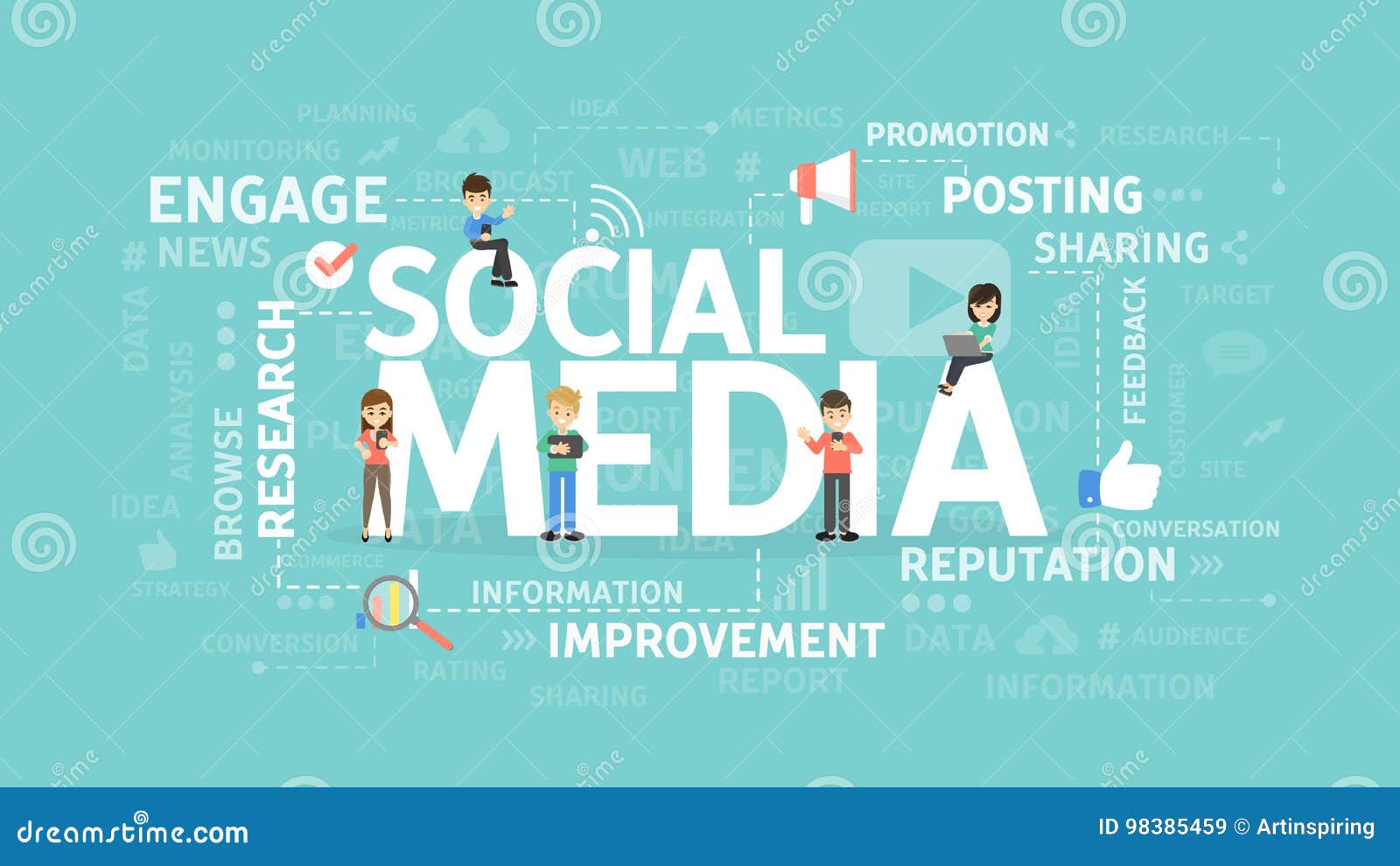 Social media concept. stock vector. Illustration of forum - 98385459