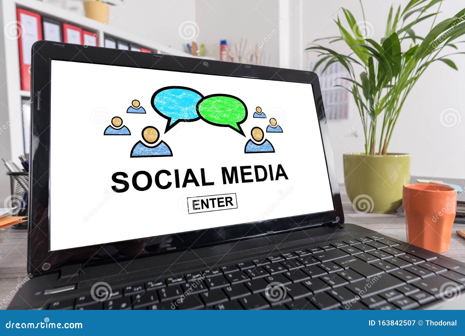 Social Media Concept on a Laptop Stock Image - Image of sign ...