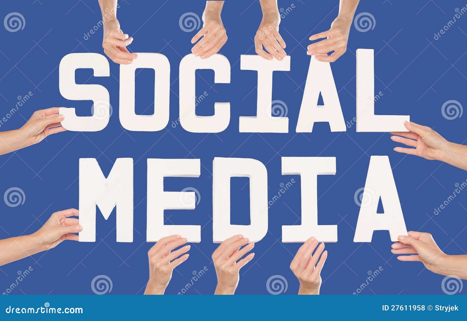 Social Media Concept Over Blue Stock Photo - Image of spell ...