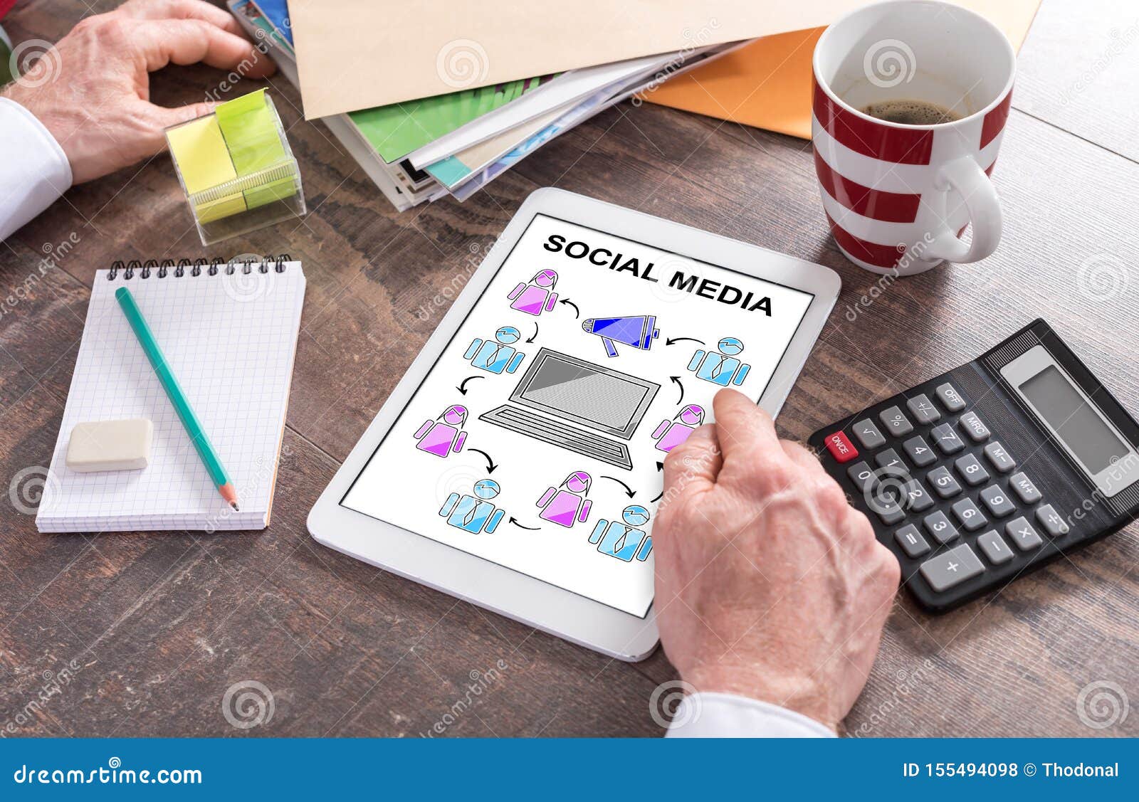 Social Media Concept on a Tablet Stock Photo - Image of public, news ...