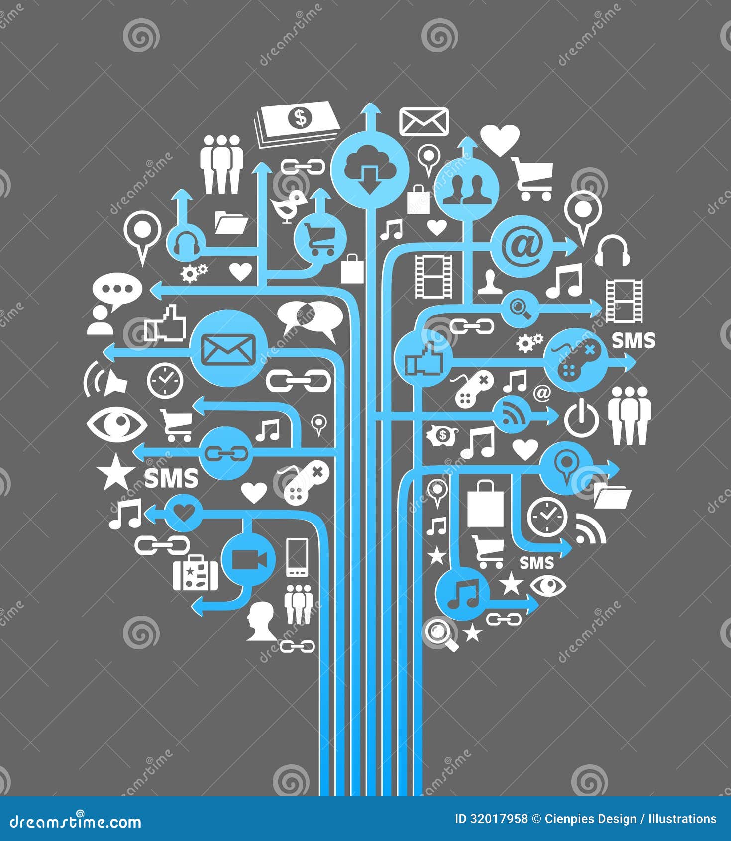 Social media concept tree stock vector. Illustration of icon - 32017958