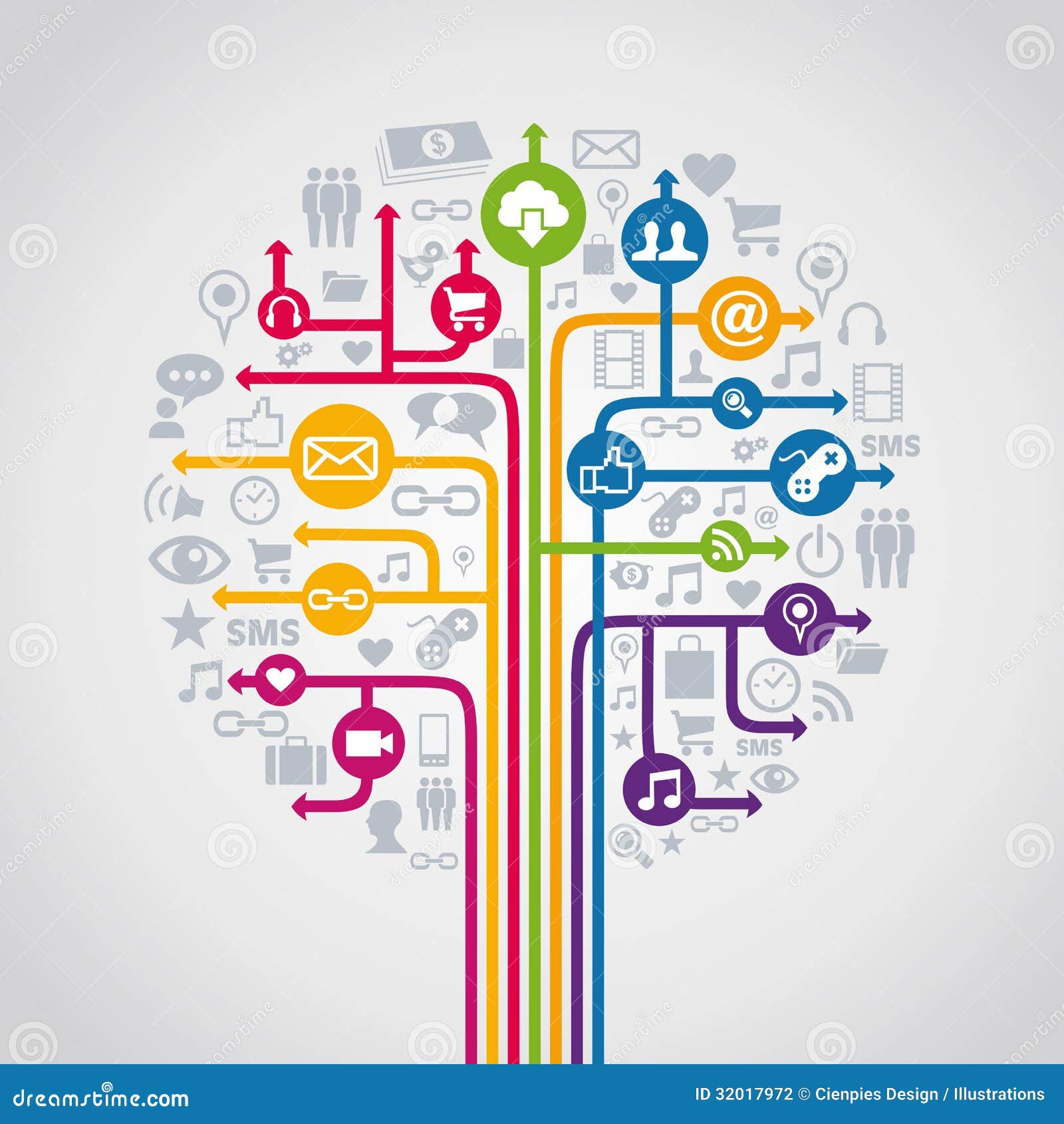 Social media concept tree stock vector. Illustration of arrow - 32017972