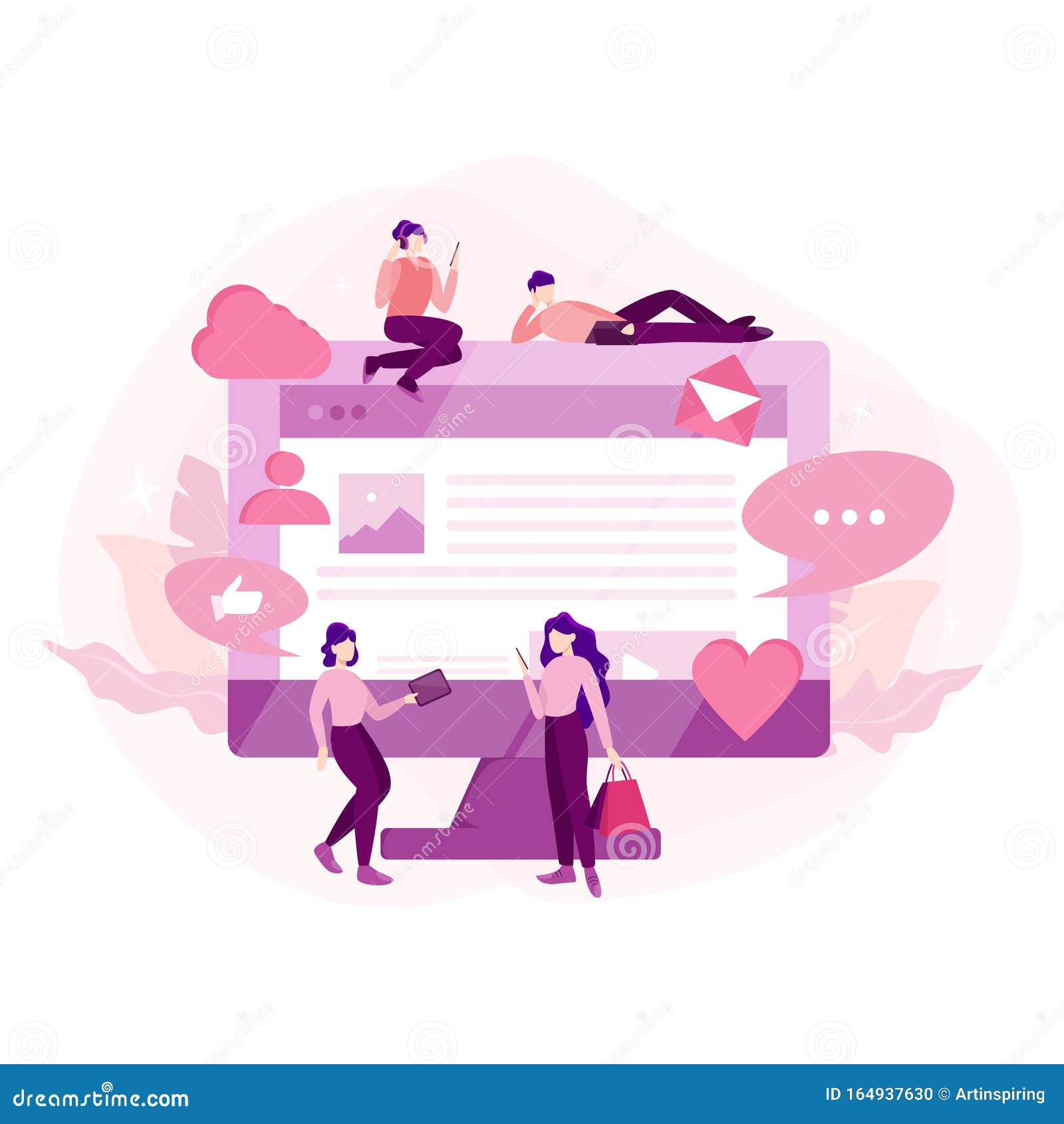 Social Media Concept. Using Network for Posting and Sharing Content ...