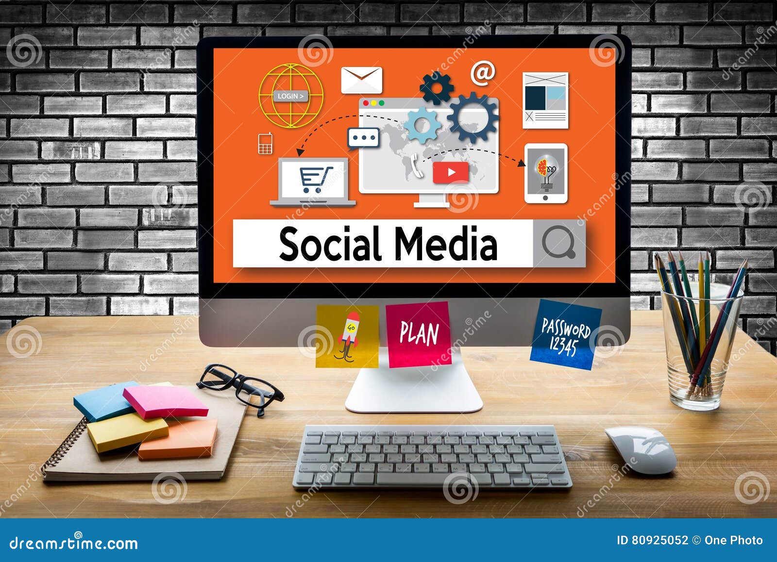 Social Media Connection Communication Global People Using Mobil Stock ...