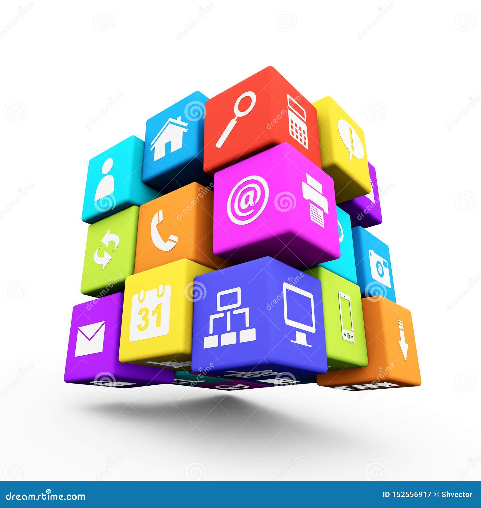 Social media cube stock illustration. Illustration of concept - 152556917