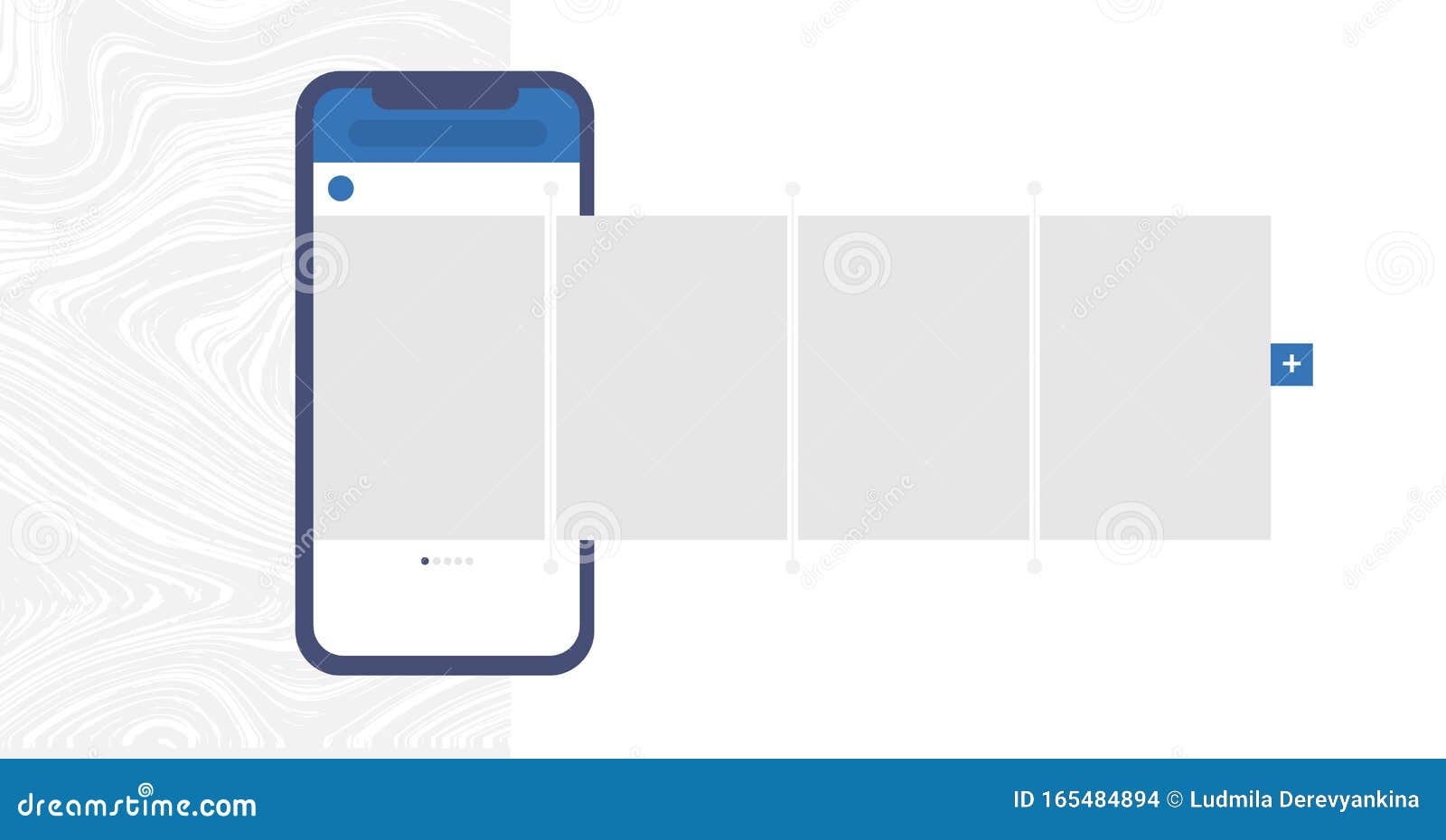 Smartphone With Carousel Post On Social Network. Application Interface ...