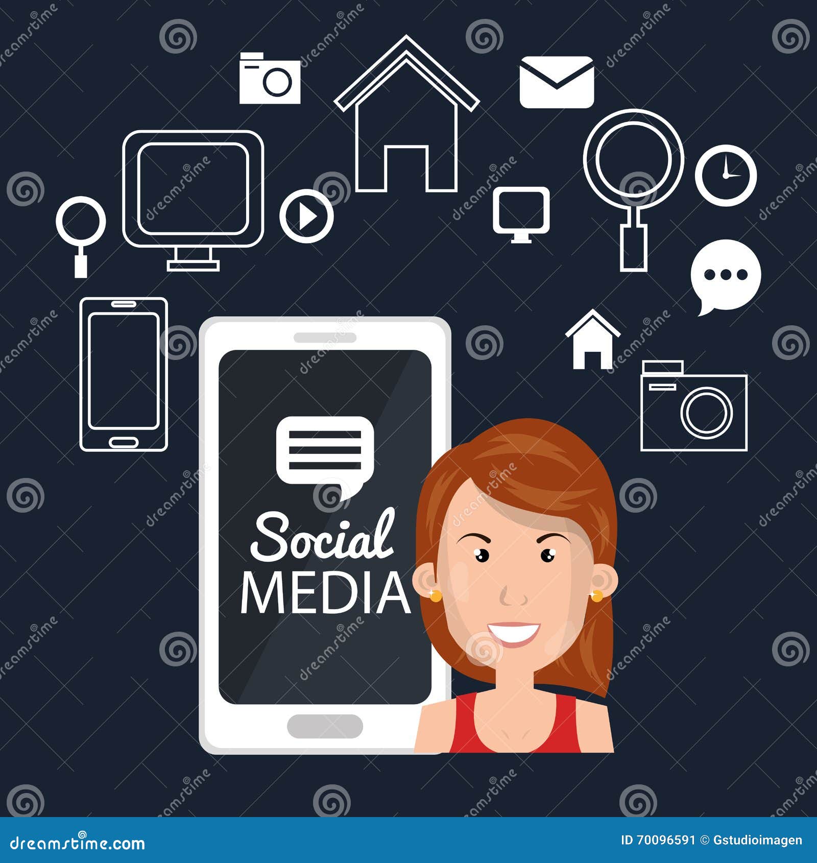 Social media design stock illustration. Illustration of persons - 70096591