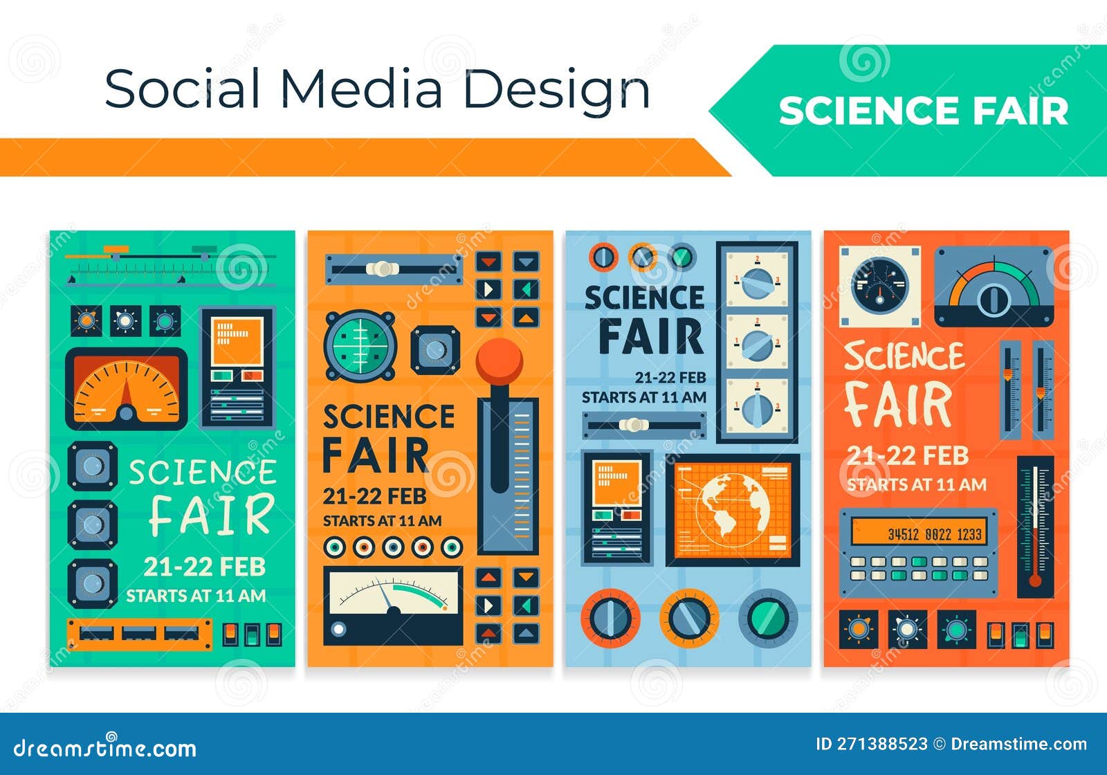 Social Media Design Set for Science Fair Promo Stock Vector ...