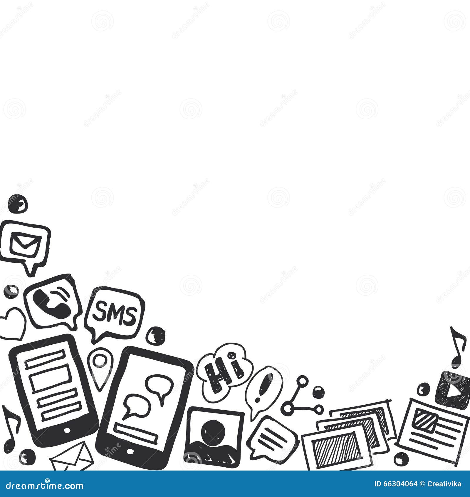 Social Media Doodles Background with Space for Text Stock Vector ...