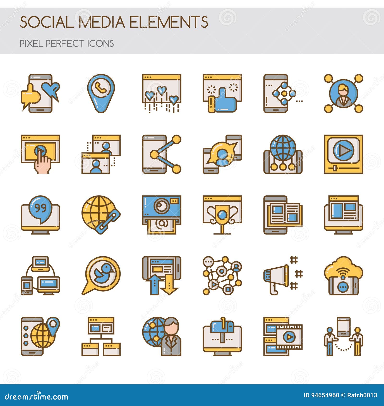 Social media Elements stock vector. Illustration of camera - 94654960
