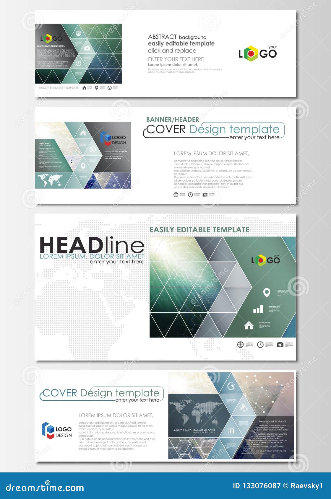Social Media and Email Headers Set, Modern Banners. Business Templates ...