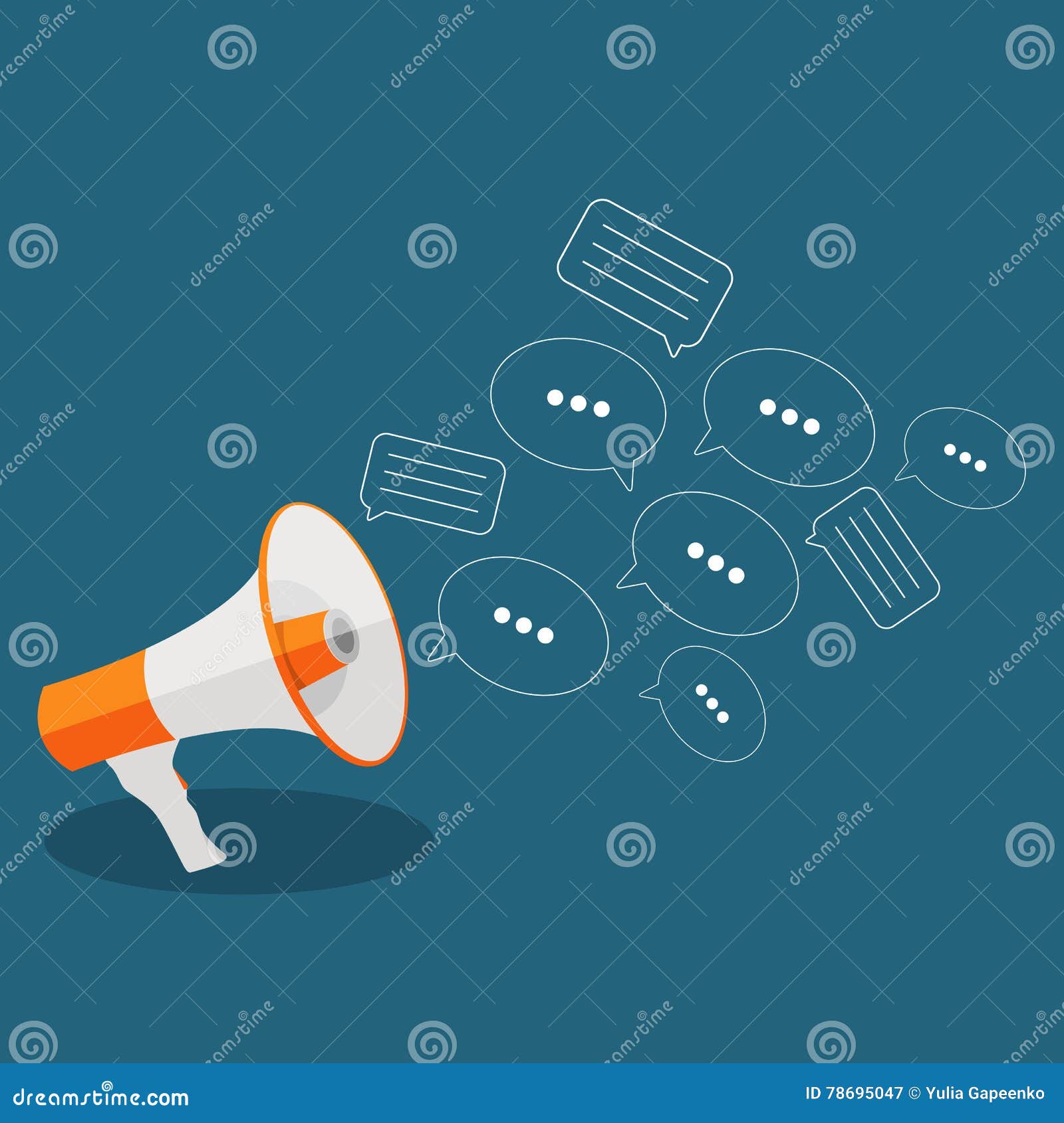 Social Media Flat Concept With Megaphone And Speech Bubles Messages ...