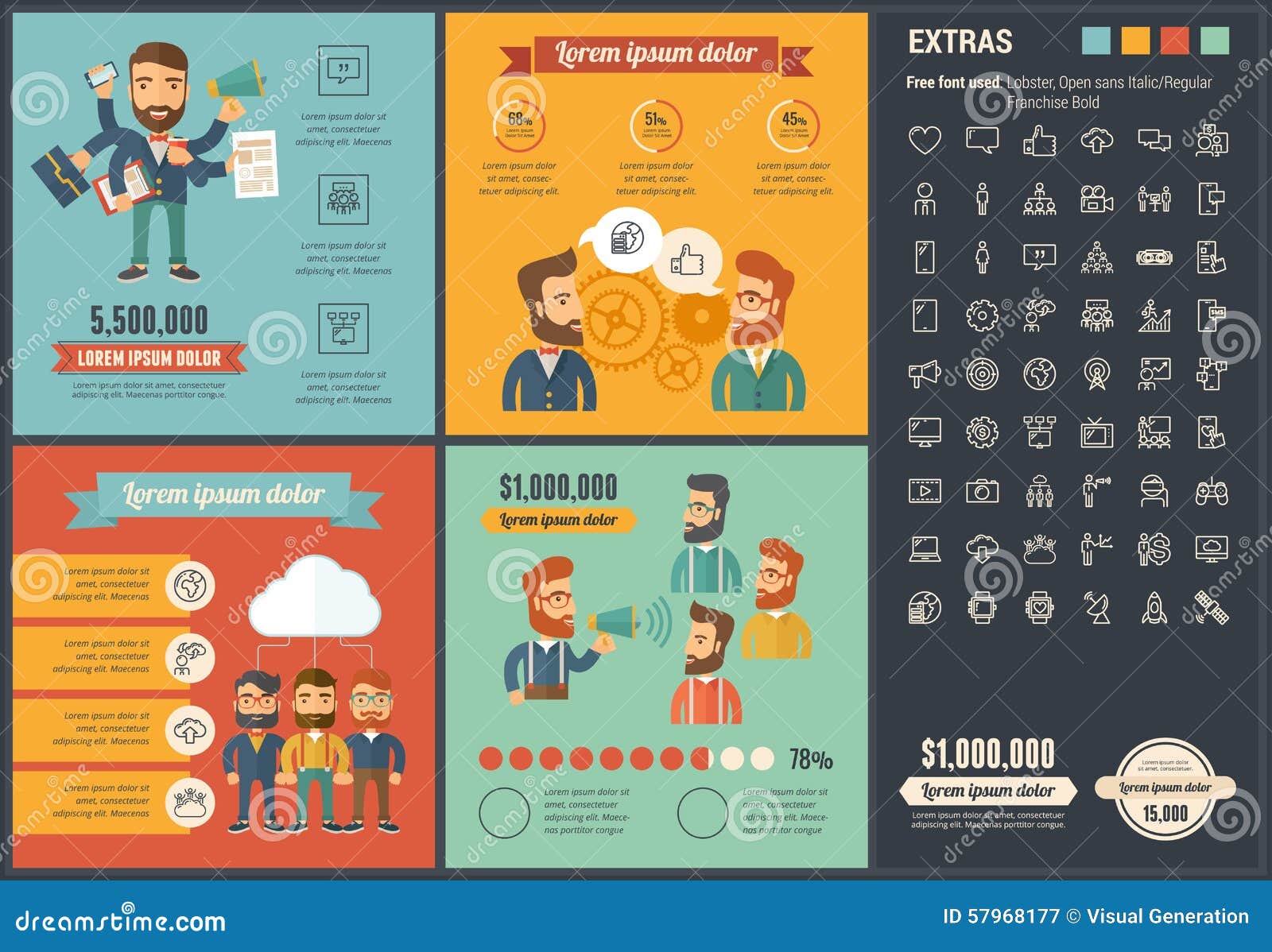 Social Media Flat Design Infographic Template Stock Vector ...