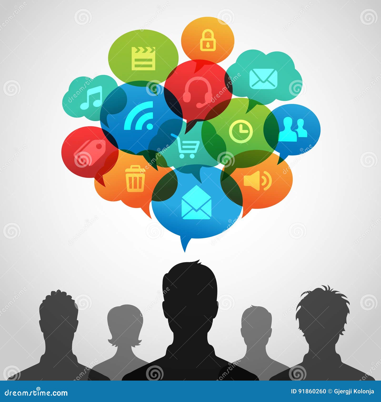 Social media group stock vector. Illustration of contemporary - 91860260