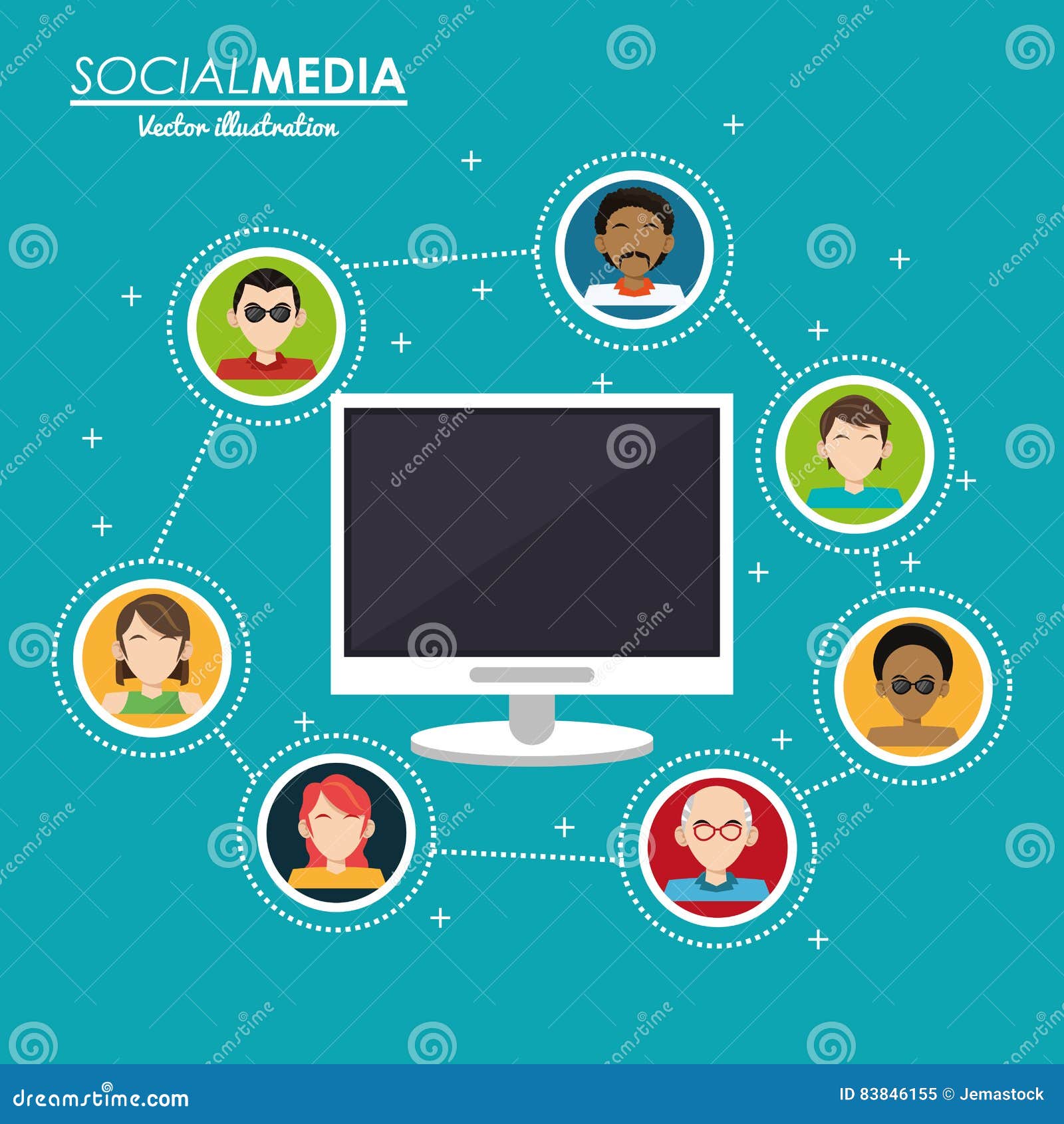 Social Media Group Interaction Computer Digital Stock Vector ...