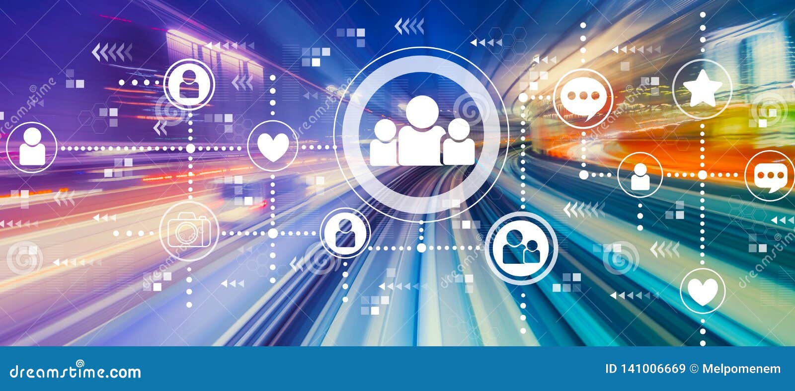 Social Media with High Speed Motion Blur Stock Image - Image of night ...