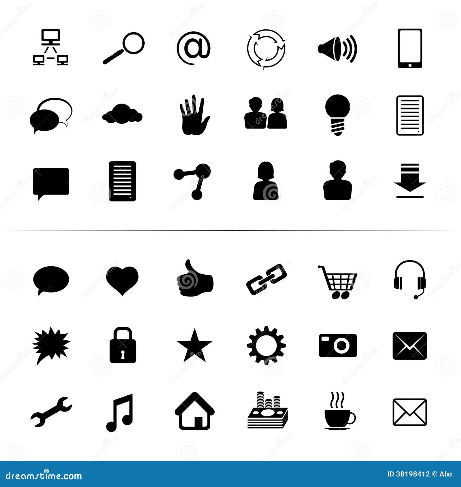 Social Media Icon Button Black Monochrome Stock Vector - Illustration ...