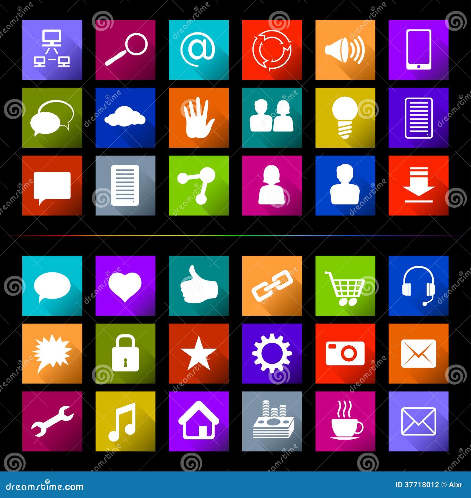 Social Media Icon Button Flat Stock Vector - Illustration of flat ...