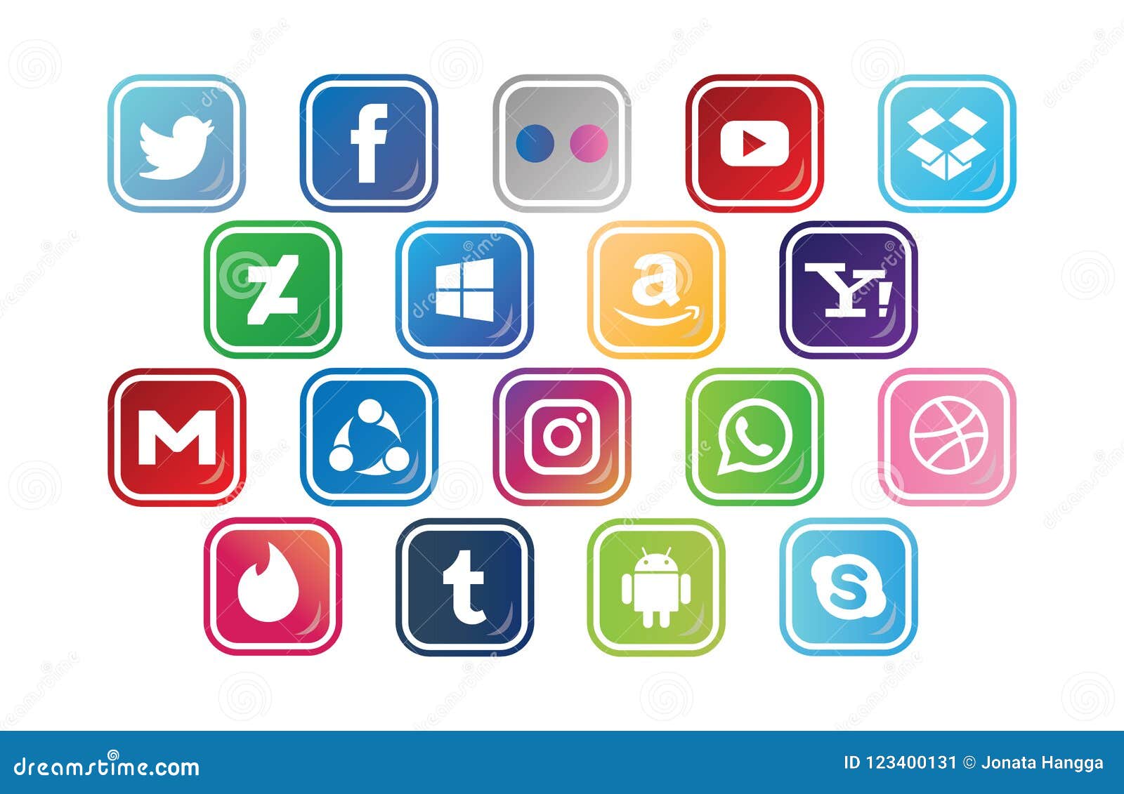 18 Social Media Icon Button Set Editorial Photo - Illustration of skype ...