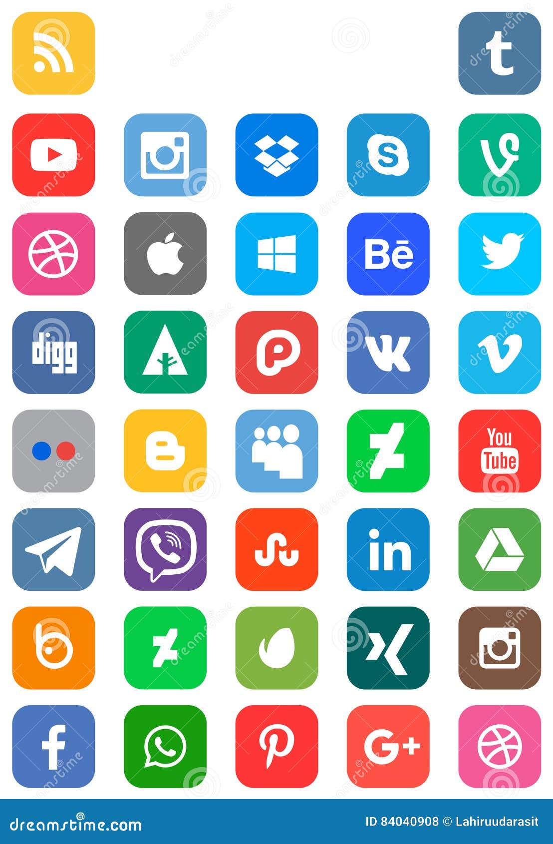 Social Media Icon Collection Editorial Stock Photo - Illustration of ...