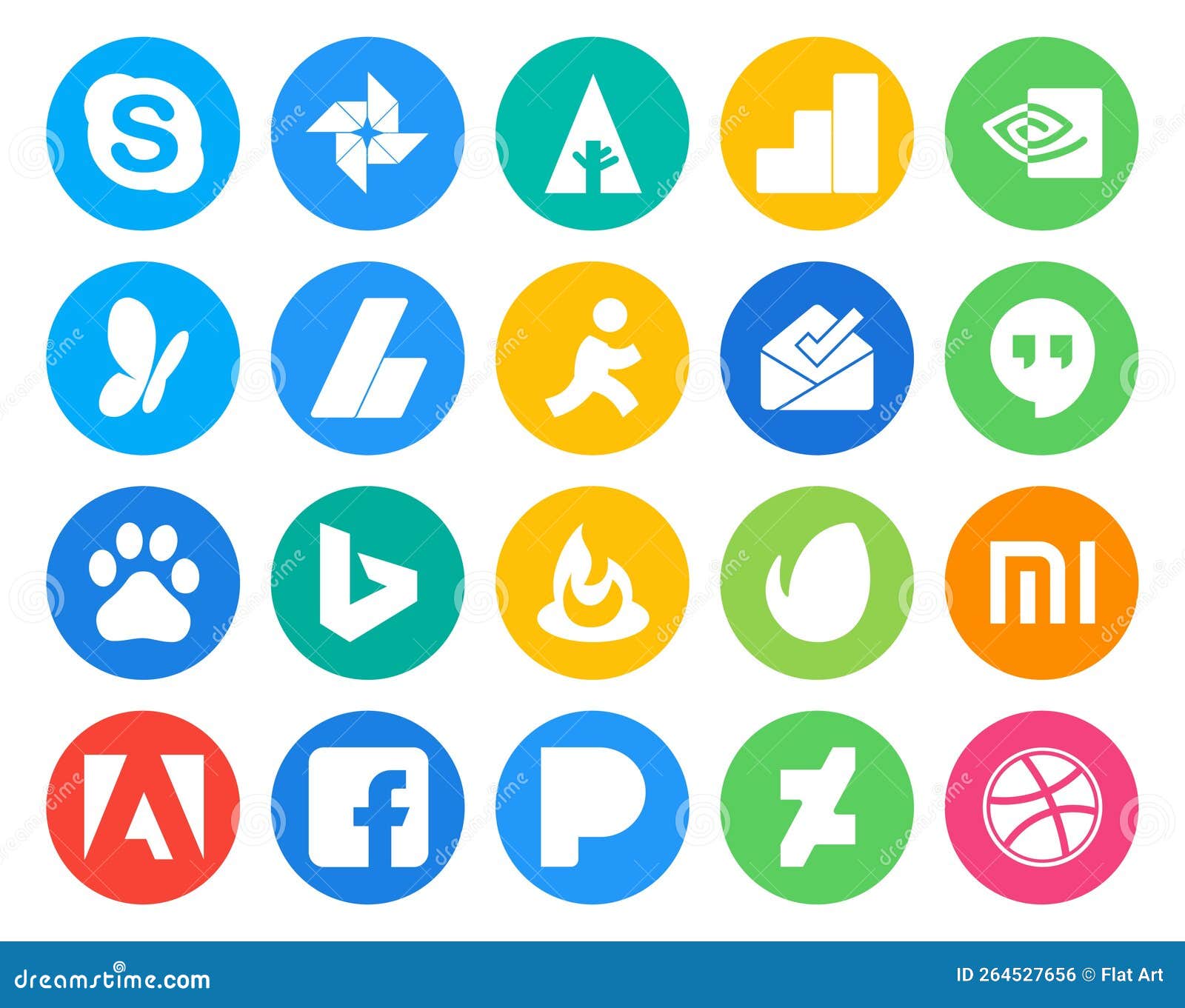 20 Social Media Icon Pack Including Adobe. Envato. Ads. Feedburner ...