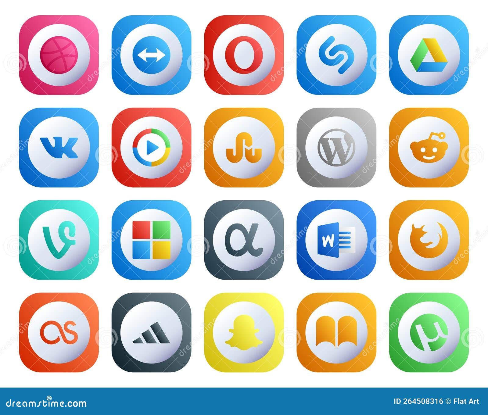 20 Social Media Icon Pack Including Browser. Word. Stumbleupon. App Net ...