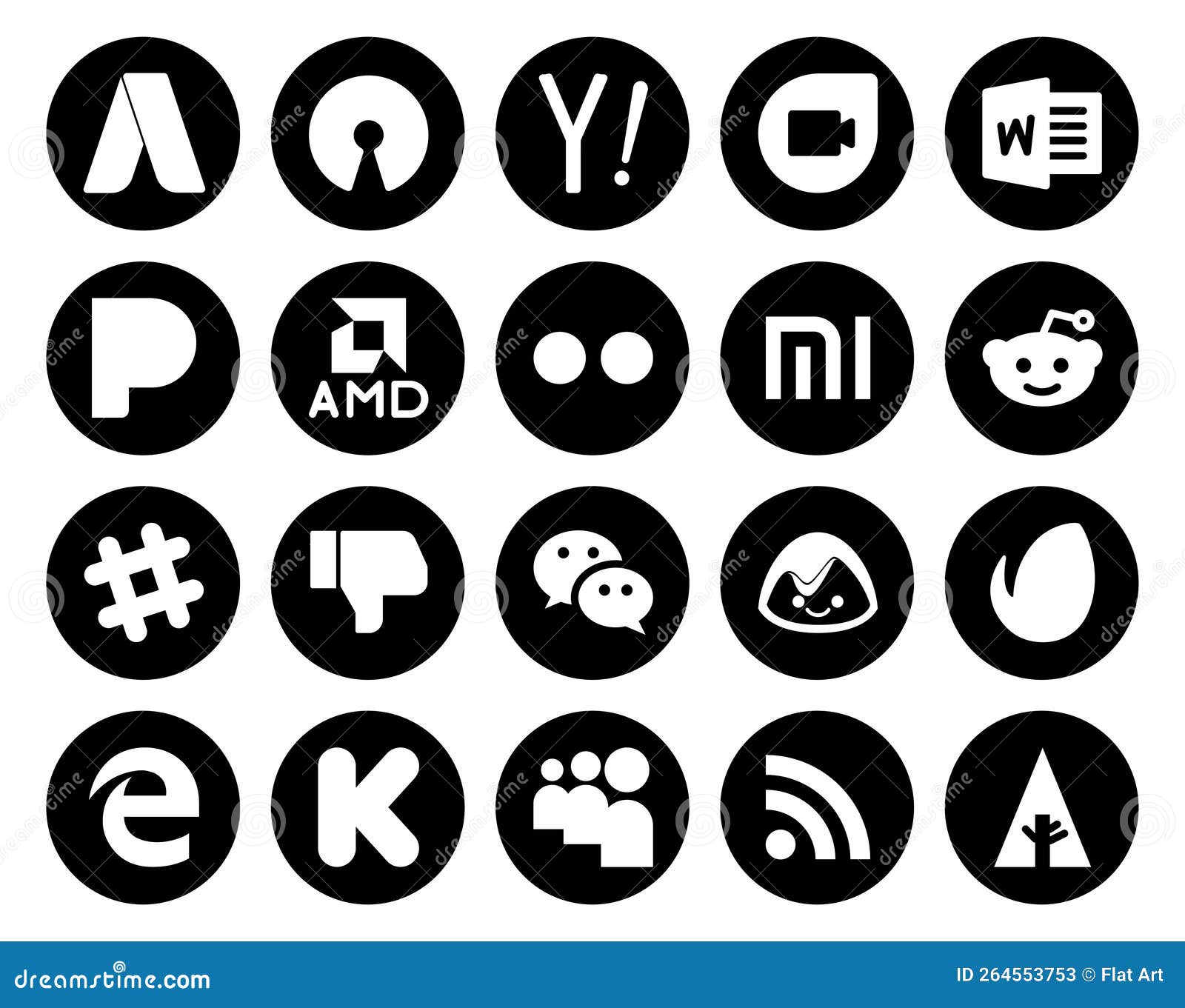 20 Social Media Icon Pack Including Envato. Messenger. Flickr. Wechat ...