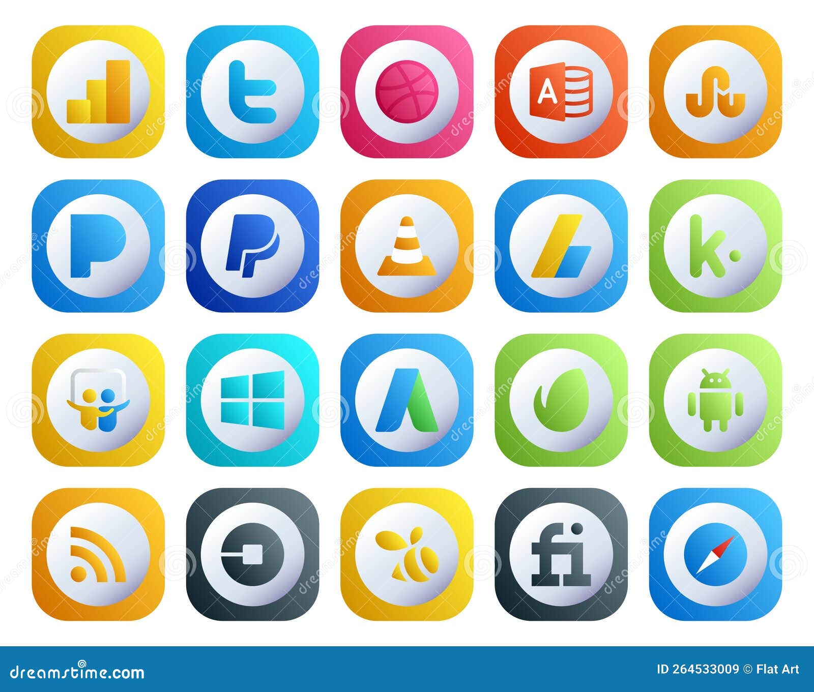 20 Social Media Icon Pack Including Envato. Windows. Vlc. Slideshare ...