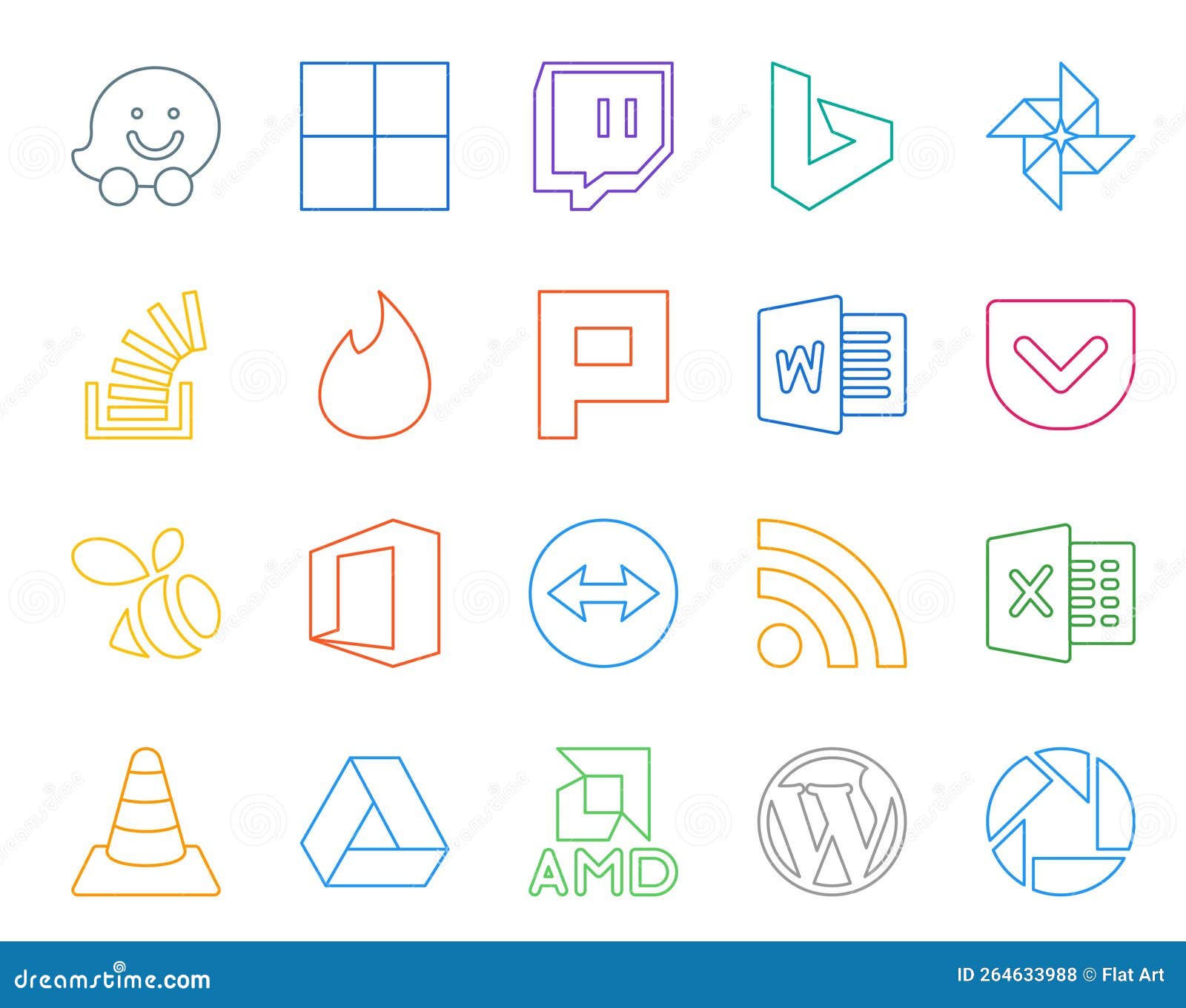 20 Social Media Icon Pack Including Excel. Teamviewer. Overflow. Office ...