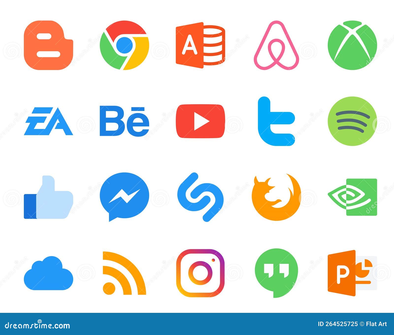 20 Social Media Icon Pack Including Firefox. Messenger. Behance. Like Editorial Image ...