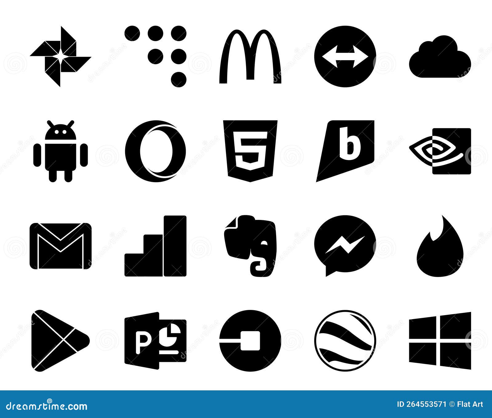 20 Social Media Icon Pack Including Google Play. Messenger. Brightkite ...
