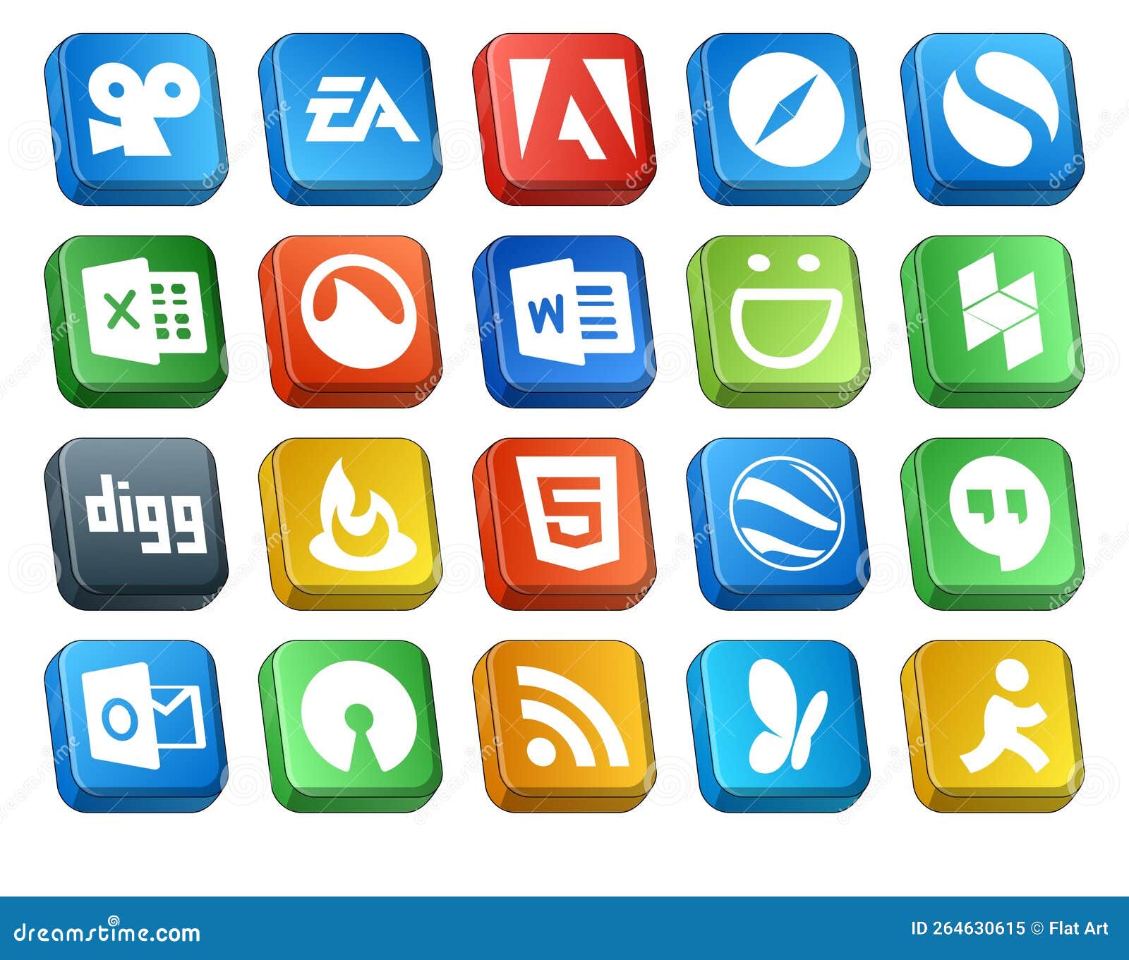 20 Social Media Icon Pack Including Hangouts. Html. Excel. Feedburner ...