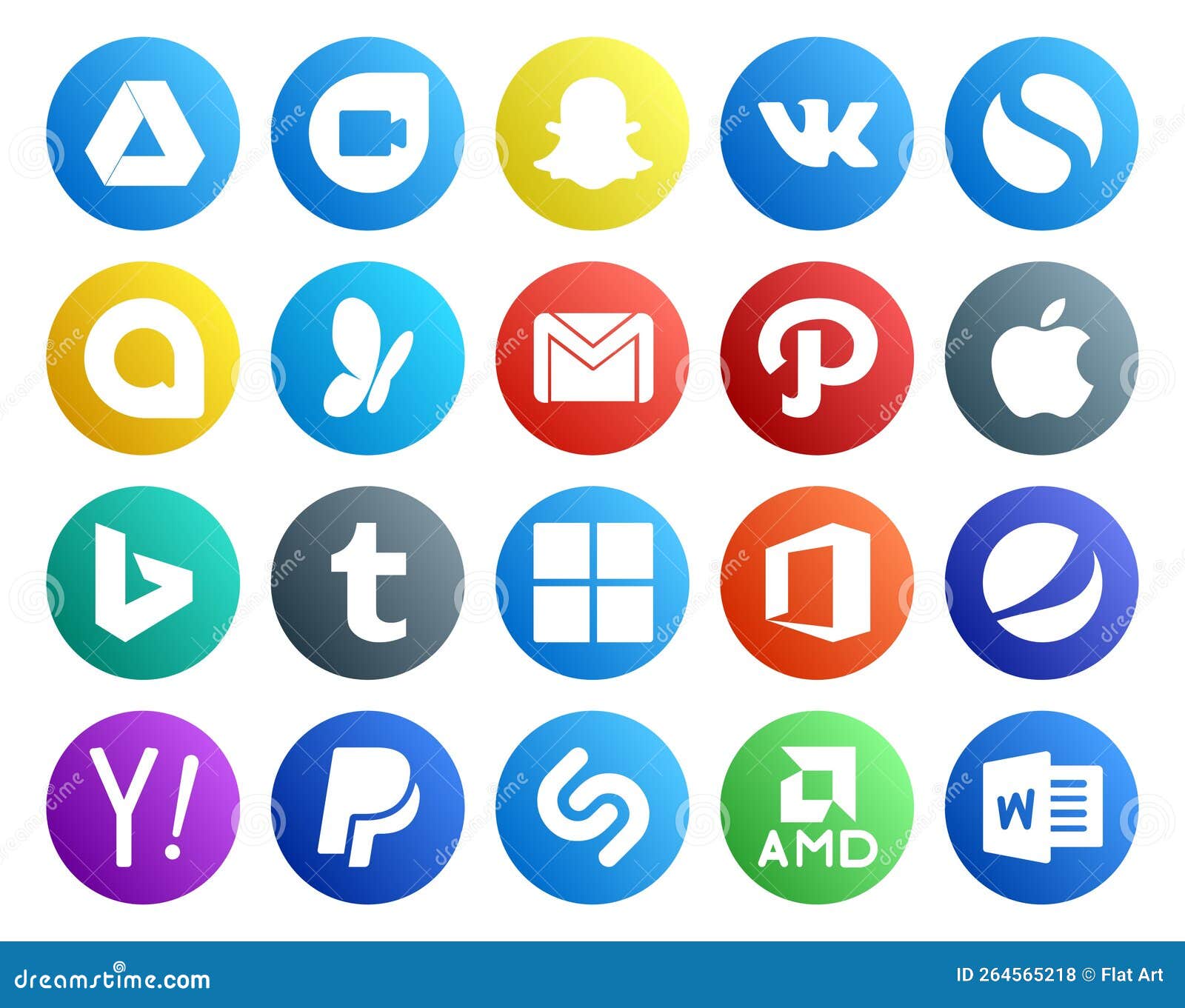 20 Social Media Icon Pack Including Yahoo. Office. Email. Microsoft ...