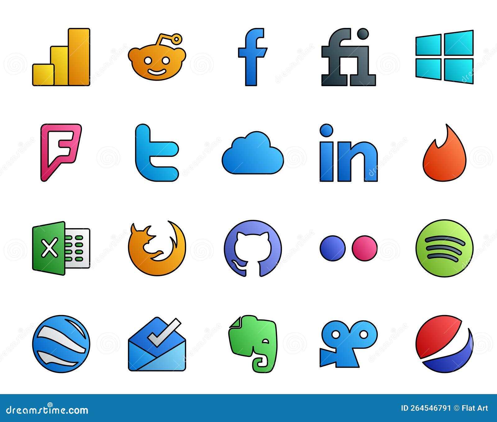 20 Social Media Icon Pack Inklusive Google Earth. Flackern. Eisig ...