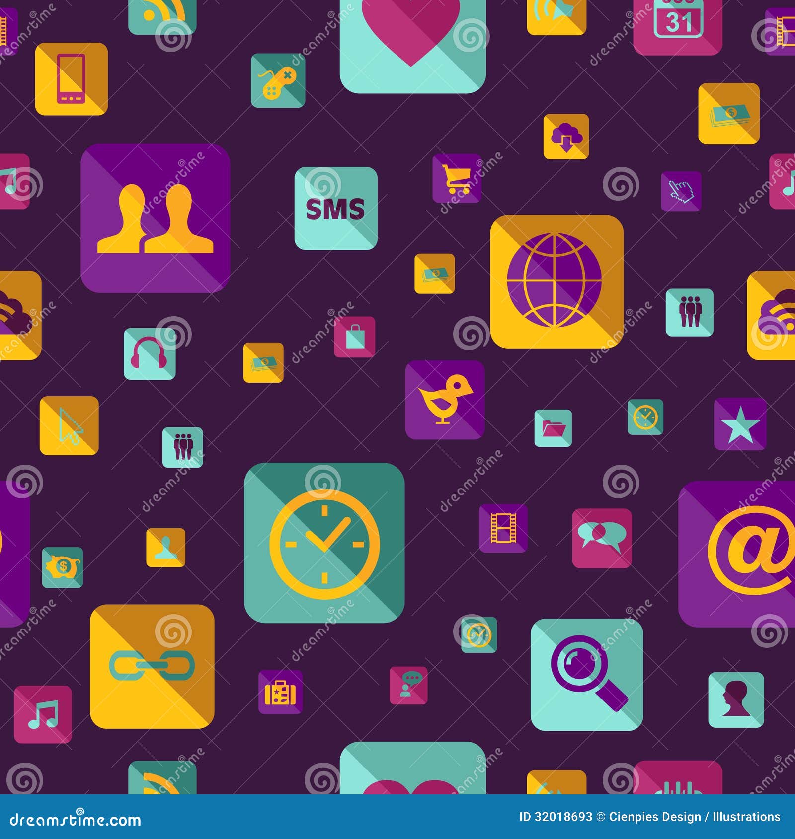 Social media icon pattern stock vector. Illustration of phone - 32018693