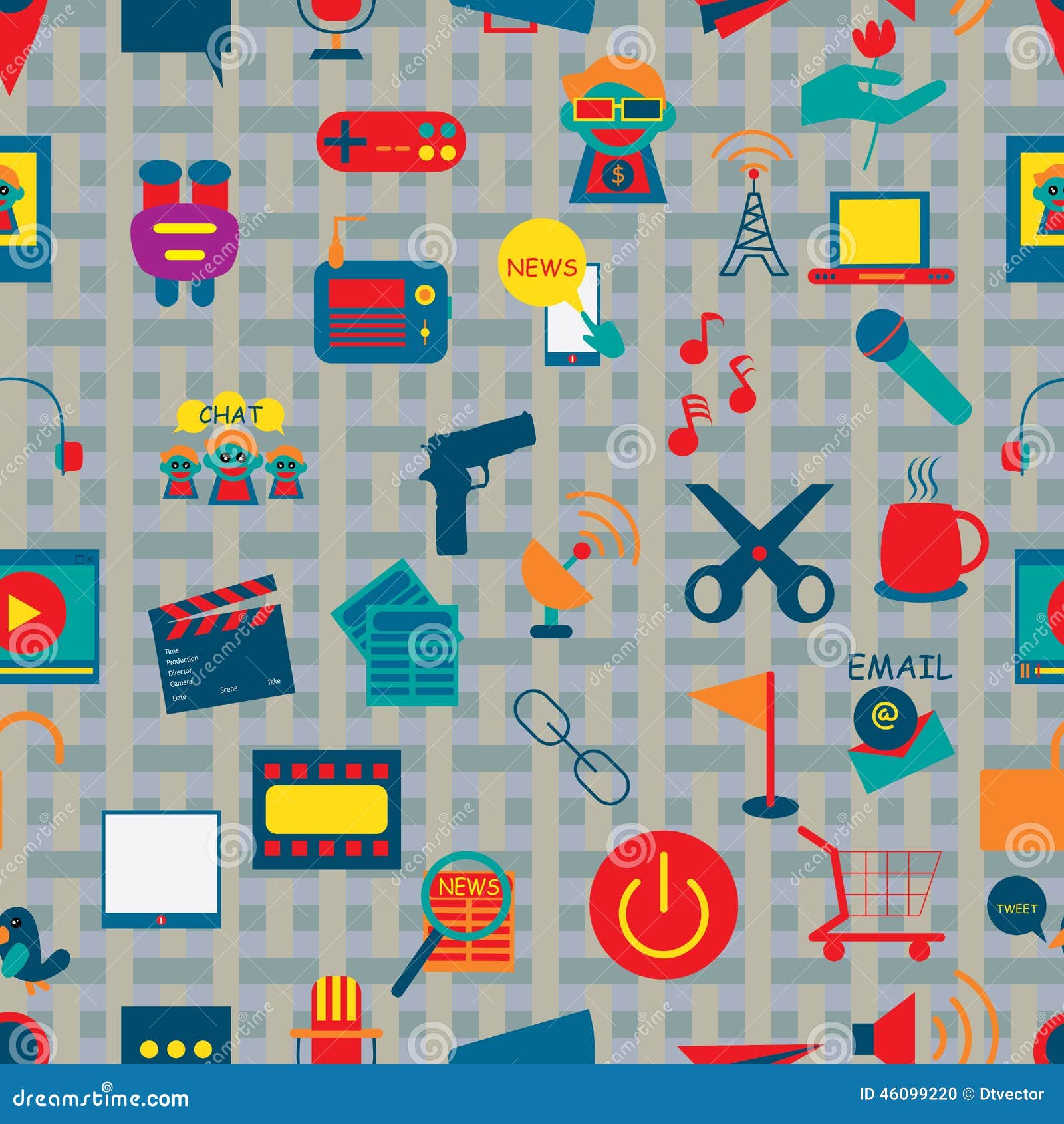 Social Media Icon 1 Seamless Pattern Stock Vector - Illustration of ...