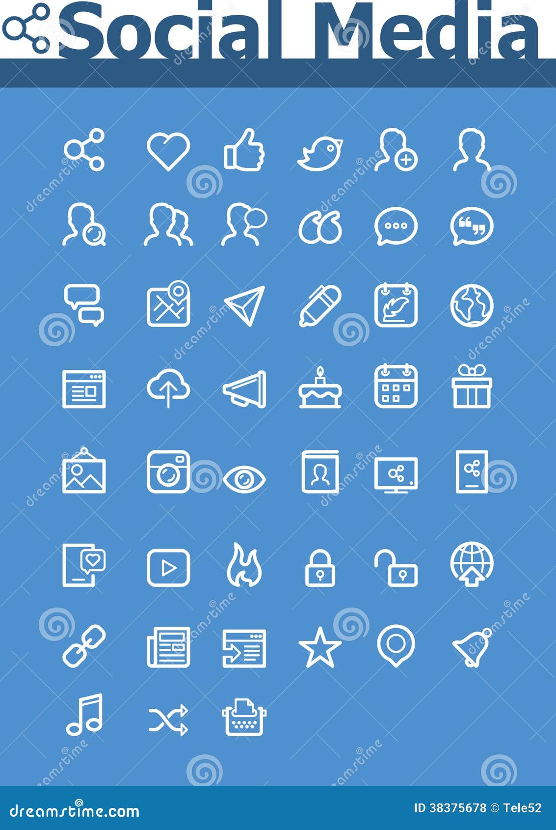 Social media icon set stock vector. Illustration of share - 38375678