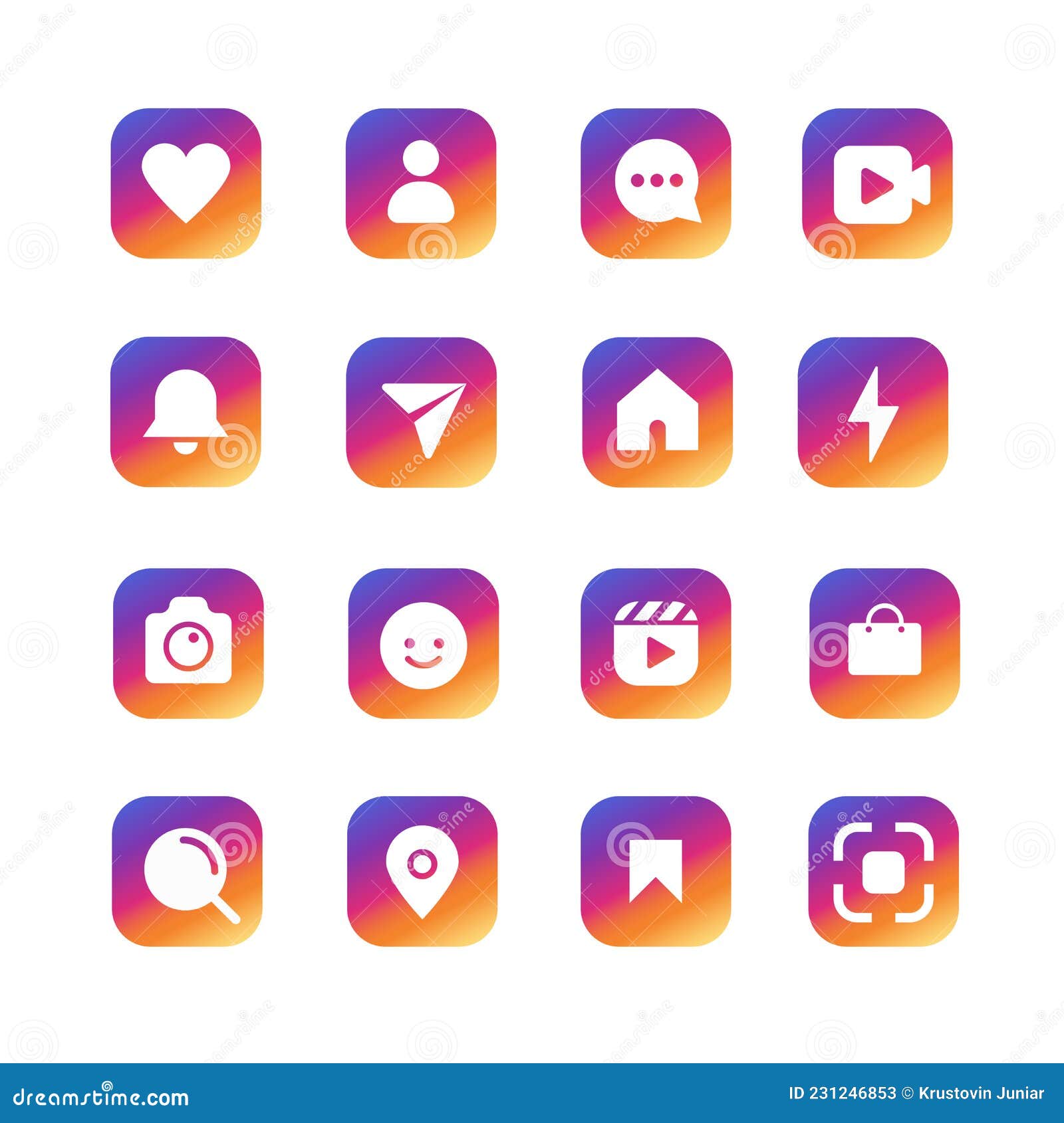 Social Media Icon Set Gradient Color Stock Vector - Illustration of ...