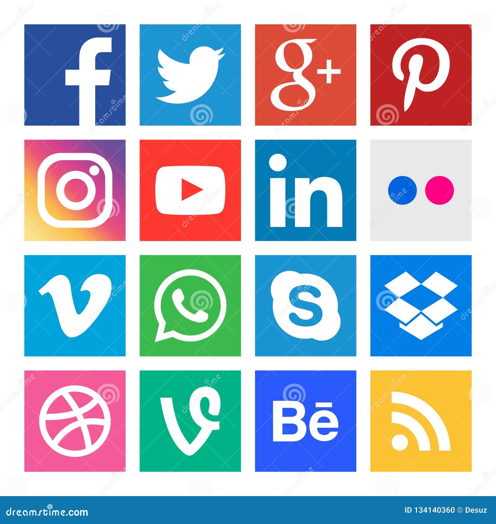 Social Media Icons. Buttons Collection in Vector. Editorial Image ...