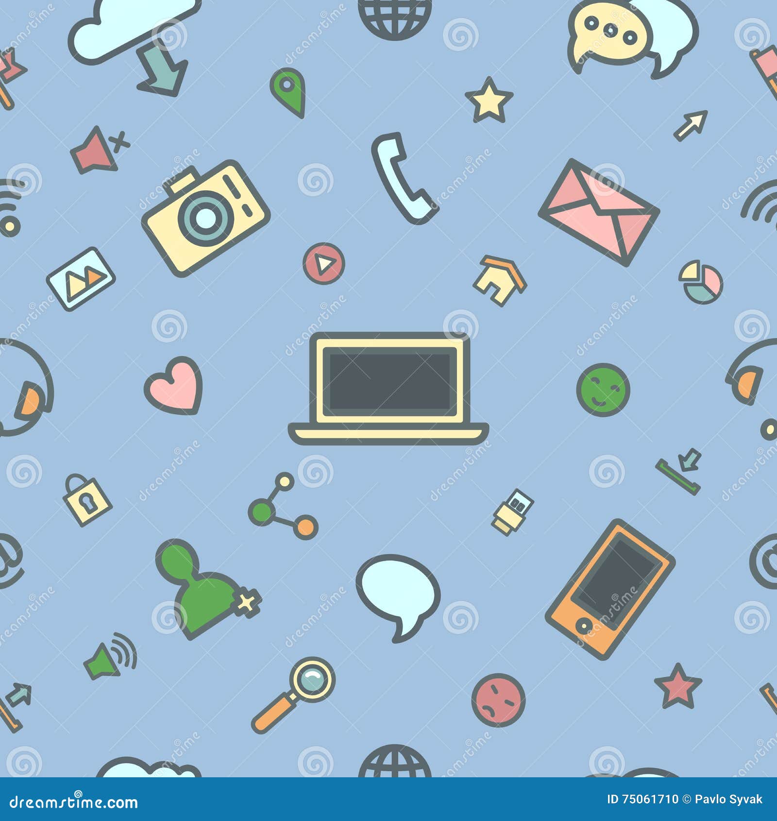 Social Media Icons with Emoticons and Internet Stock Vector ...