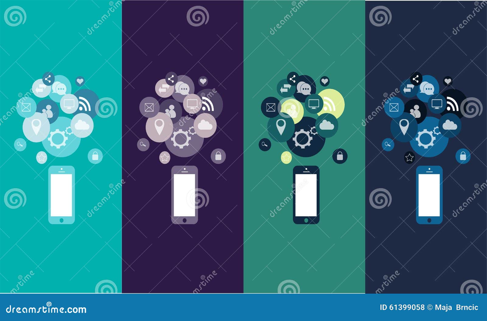 Social Media Icons with Mobile Phone Stock Vector - Illustration of ...