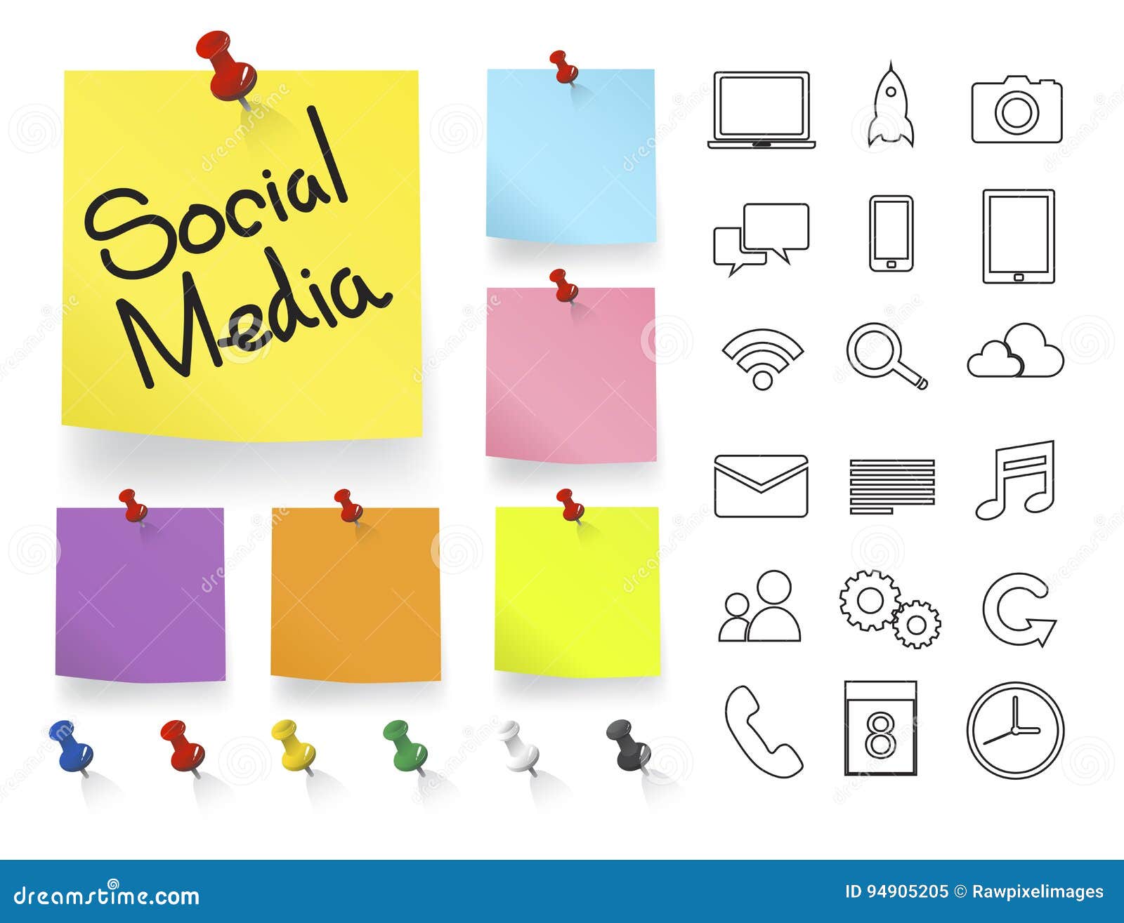 Social Media Icons on Note Pad Concept Stock Illustration ...