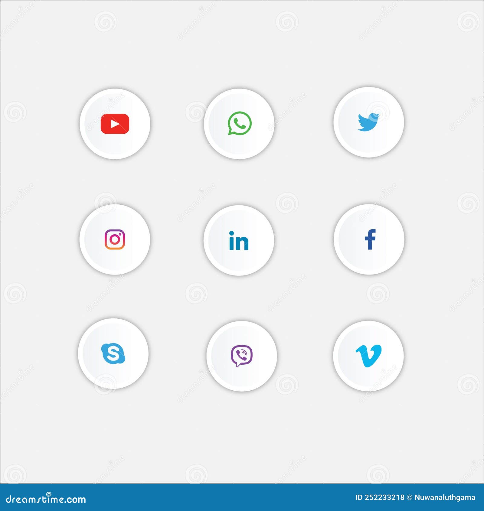 Social Media Icons with Rounded Shadow Editorial Stock Photo ...