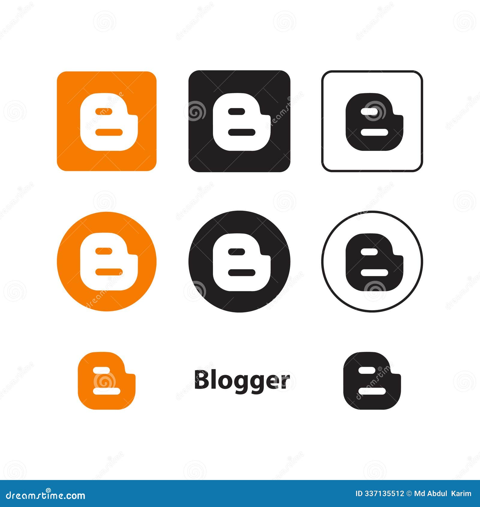 Social Media Icons Set Blogger Vector Image Stock Illustration ...