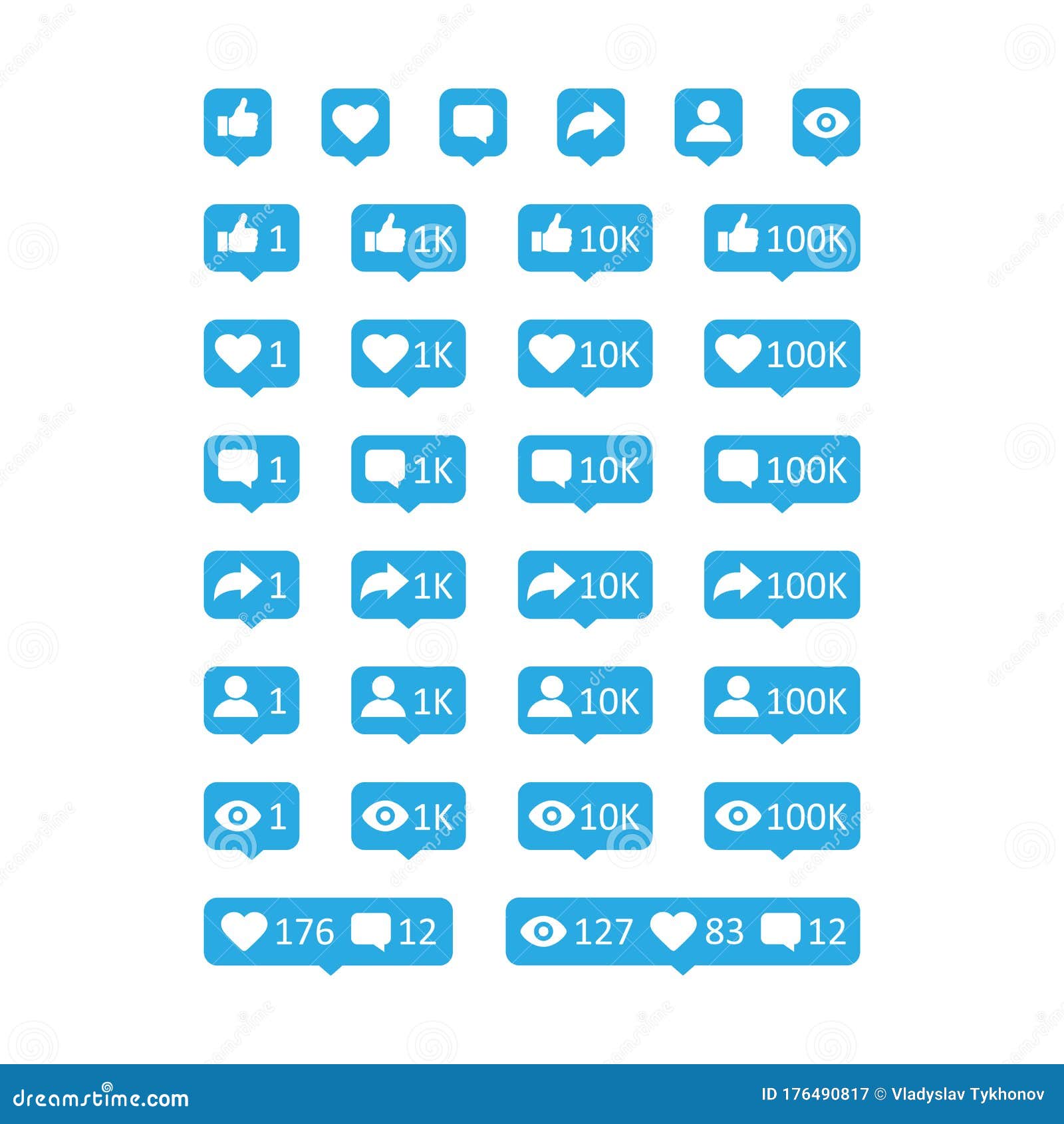 Social Media Icons set stock vector. Illustration of interface - 176490817